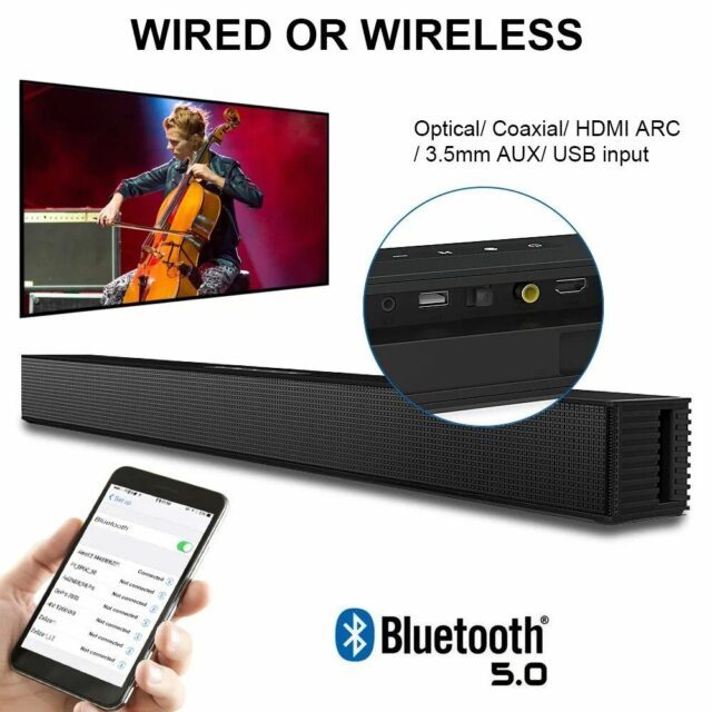 High-Fidelity Wireless Bluetooth Soundbar – Powerful Stereo Home ...